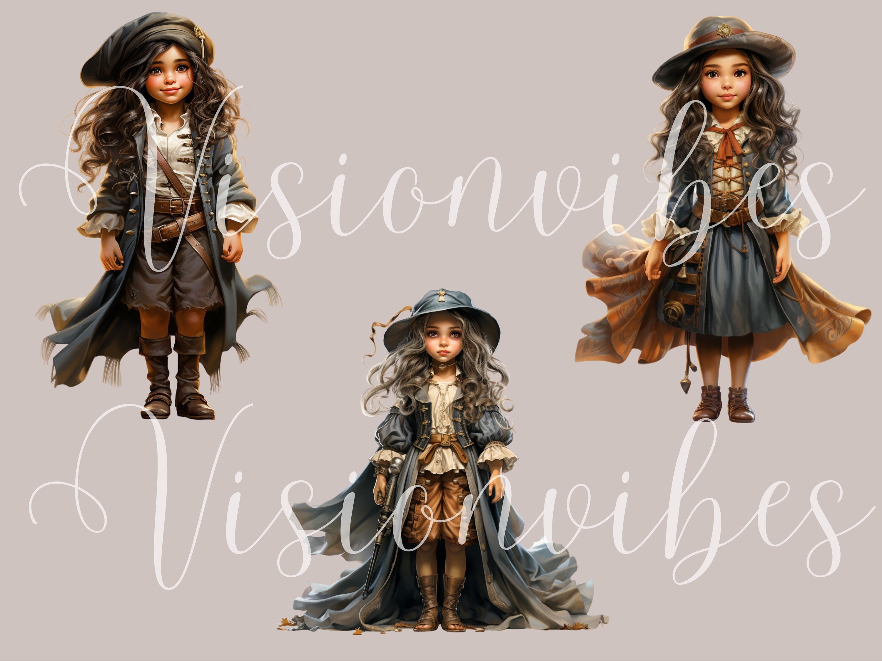 Pirate Girl Clipart, Little Girl Digital Image, Book Clip Art ...