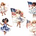 4th of July Clipart Watercolor Girl With American Flag Patriotic ...