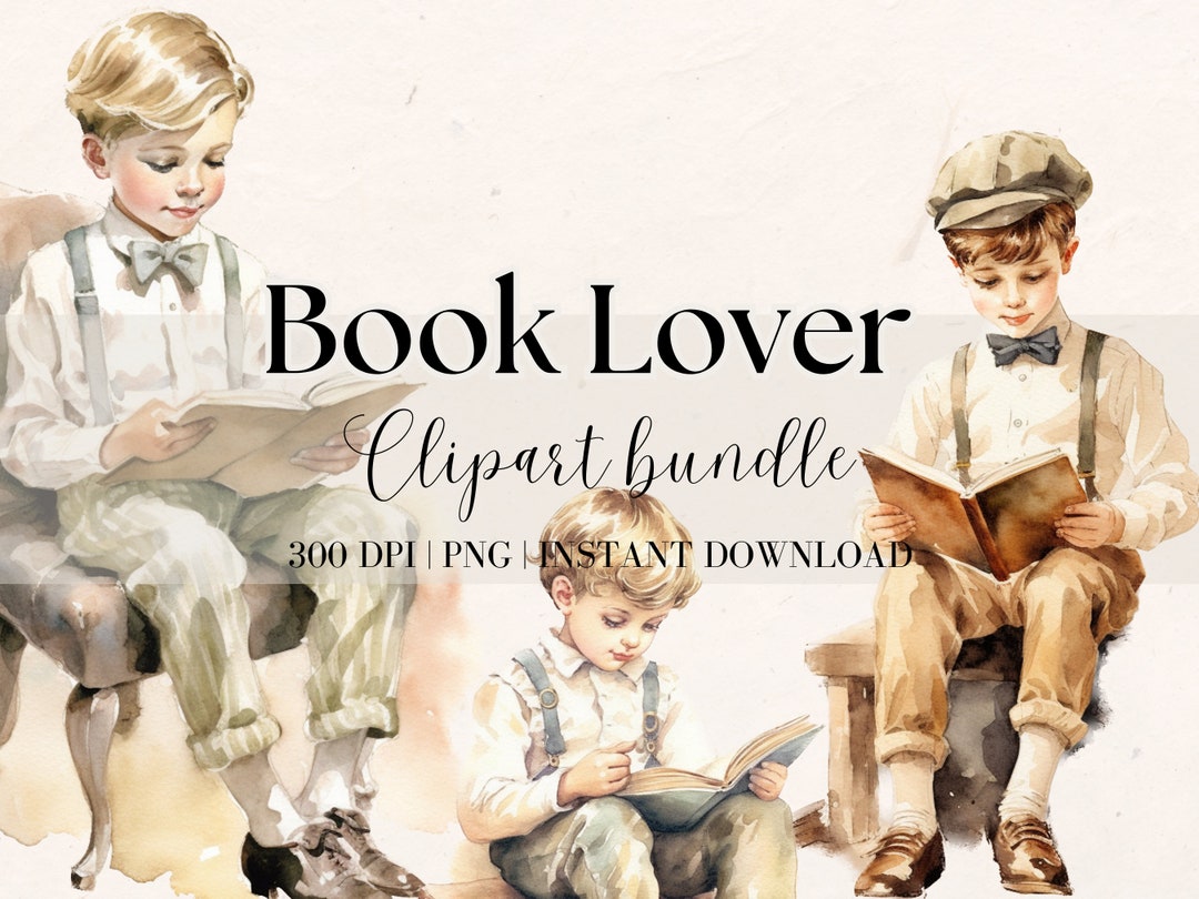 Vintage Book Lover Clipart Watercolor Vintage Book Clip Art Watercolor ...