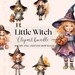 Little Witch Clipart Bundle Watercolor Witch Clipart Cute Halloween ...