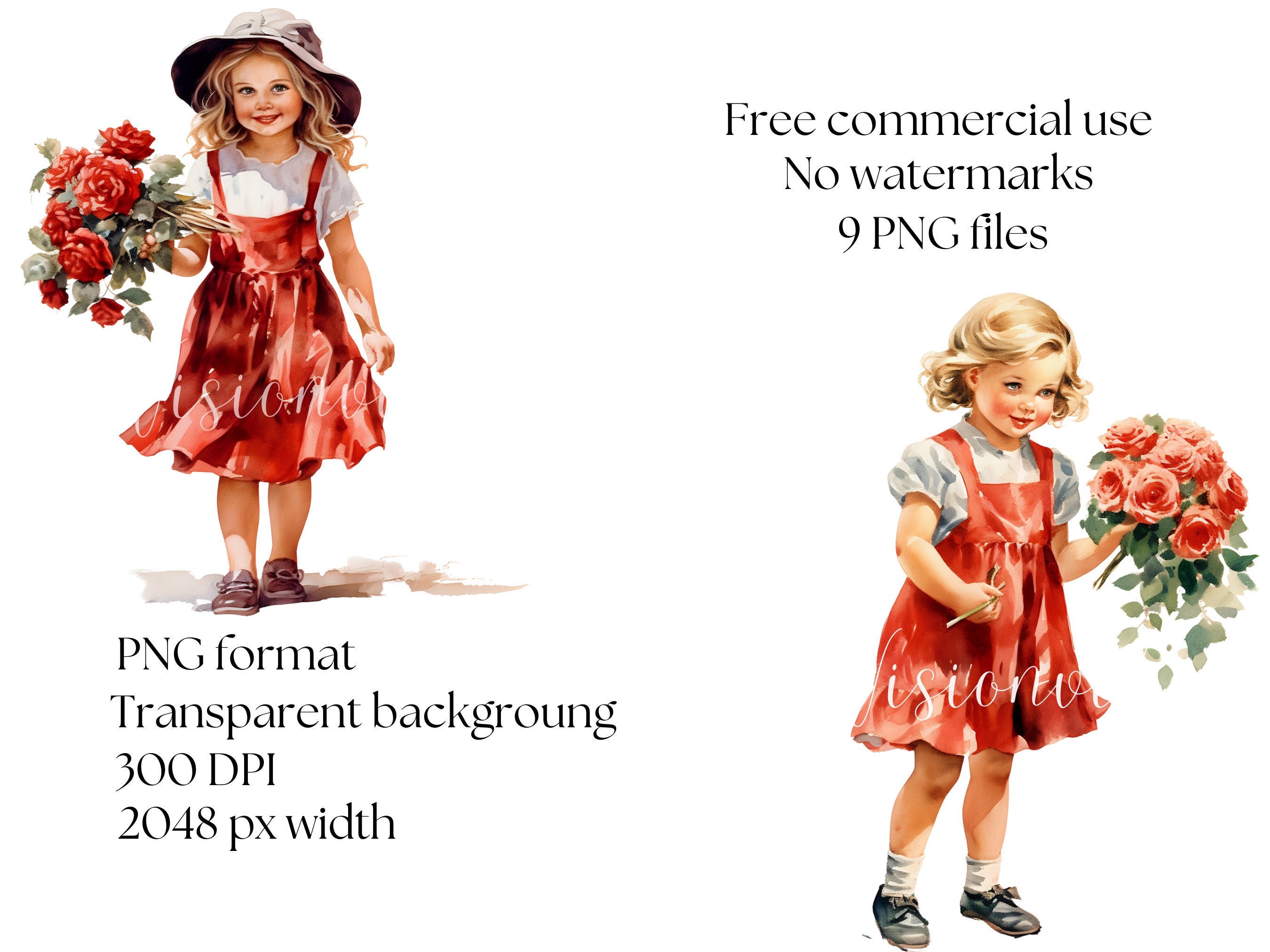 Retro Girl With Red Roses Clipart Bundle Retro Girl Clipart - Etsy