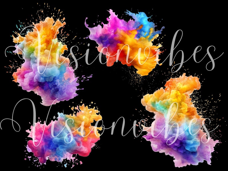 Rainbow Splash Clipart Bundle Watercolor Rainbow Clip Art Summer ...