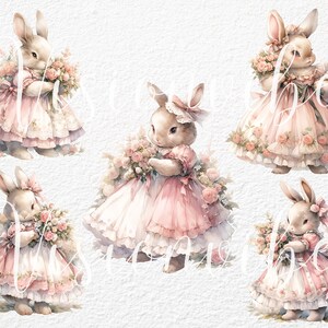 Watercolor Baby Bunny Clipart Bundle, Vintage Nursery Art (digital ...