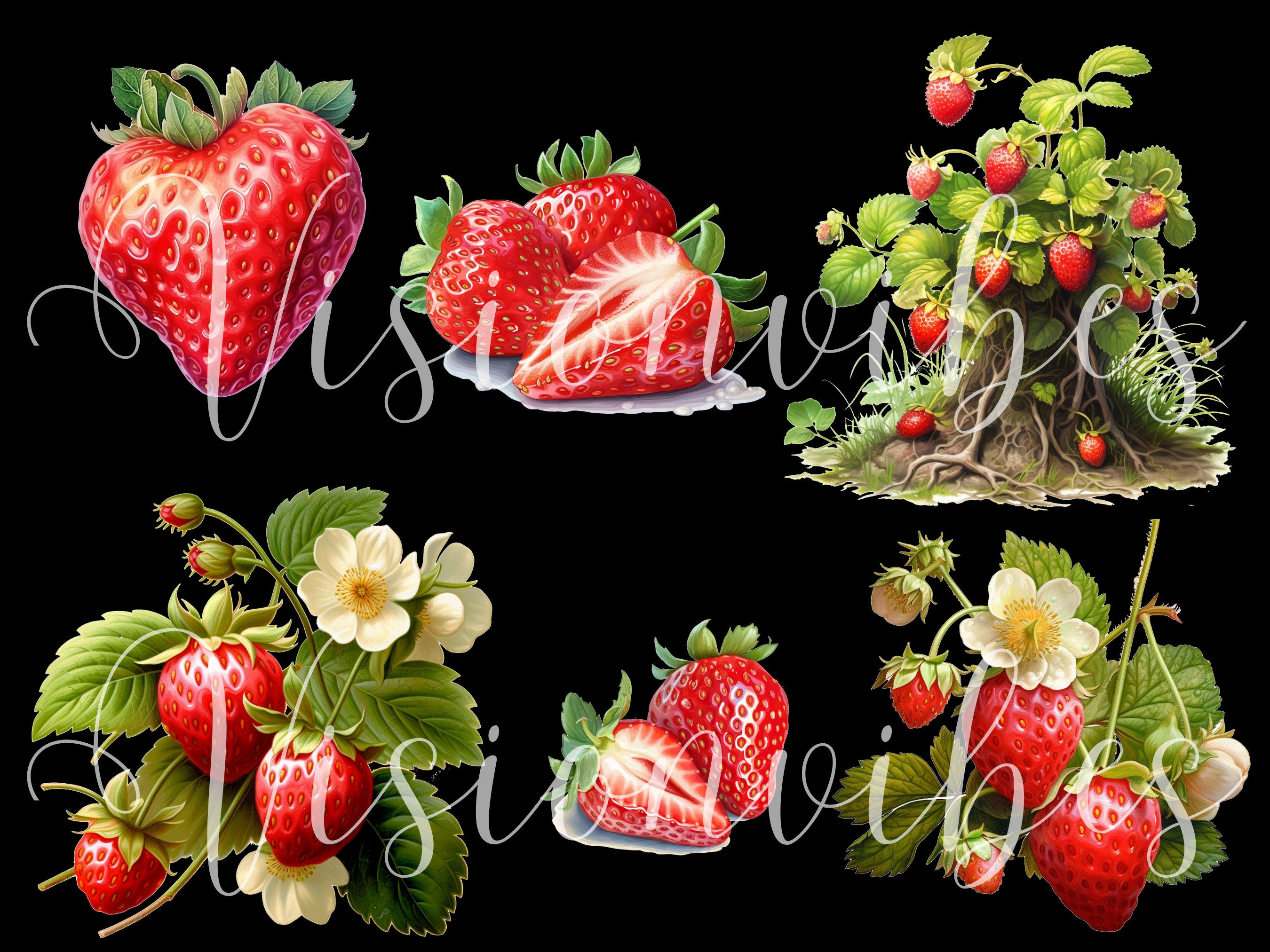 Strawberry Sublimation Design Summer Clipart Commercial Free Digital ...