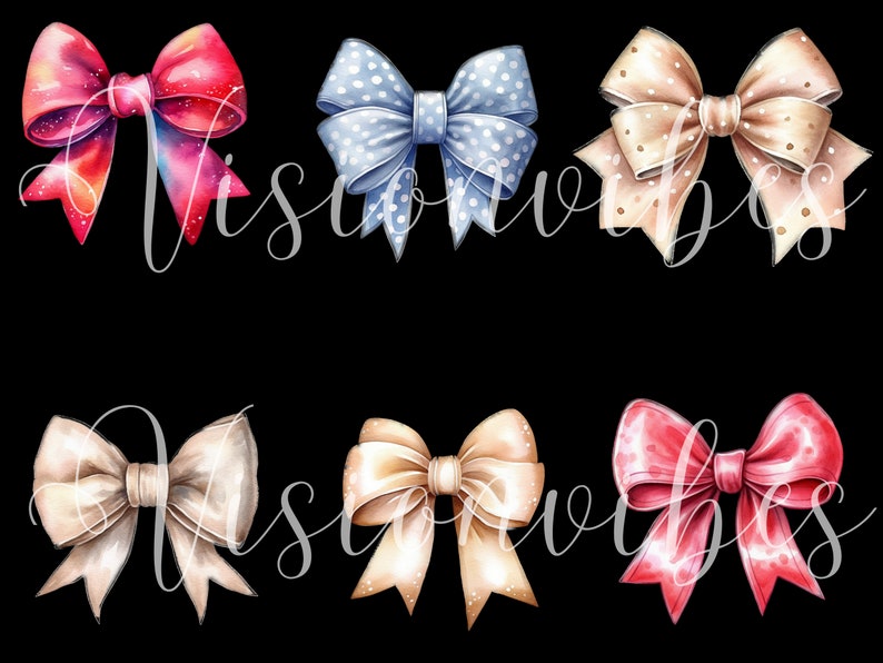 Ribbon Bow Clipart Bundle Watercolor Ribbon Bow Watercolor Png ...