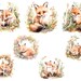 Baby Fox in Flowers Watercolor Animals Clipart Bundle Cute Nursery ...