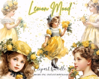 Vintage Girl Clipart Bundle Watercolor Vintage Girl Png Cute Girl ...