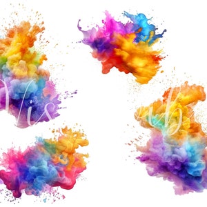 Rainbow Splash Clipart Bundle Watercolor Rainbow Clip Art Summer ...