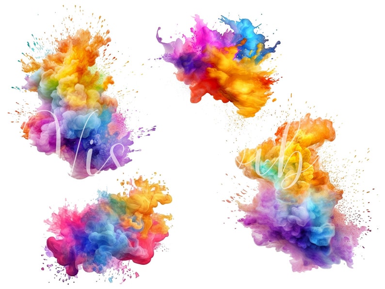 Rainbow Splash Clipart Bundle Watercolor Rainbow Clip Art Summer ...