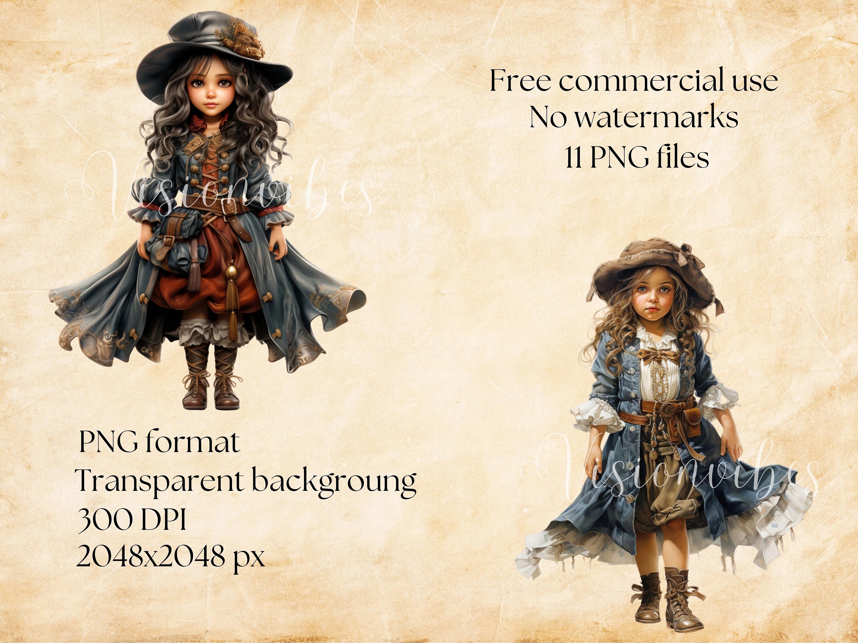 Pirate Girl Clipart, Little Girl Digital Image, Book Clip Art ...