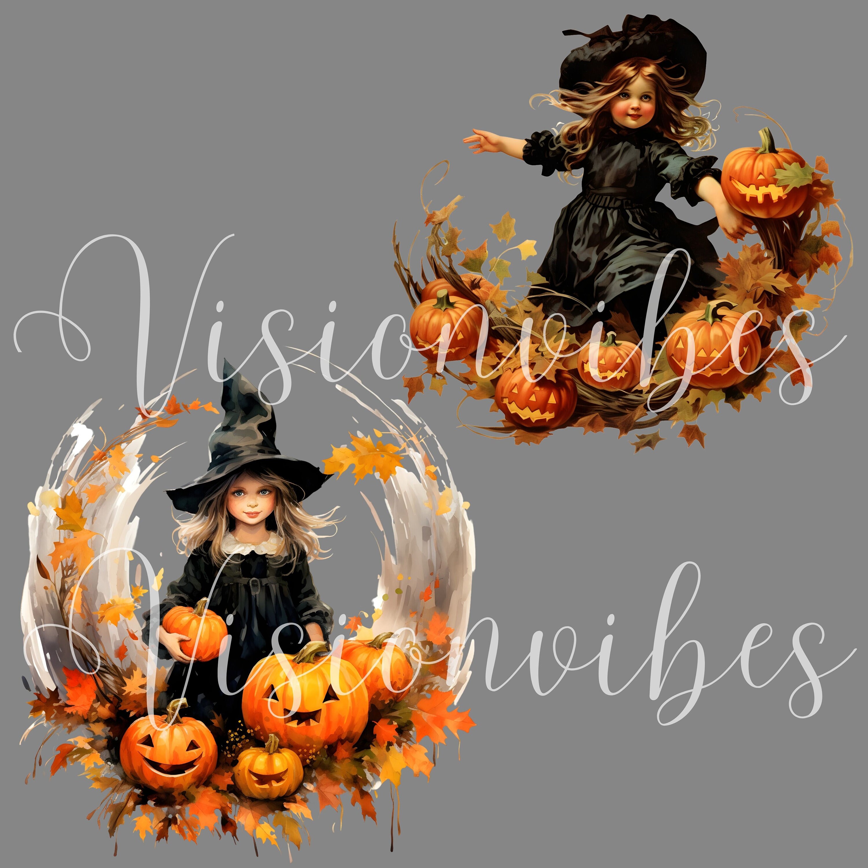 Little Witch Halloween Clipart Little Girl in Witch Costume - Etsy