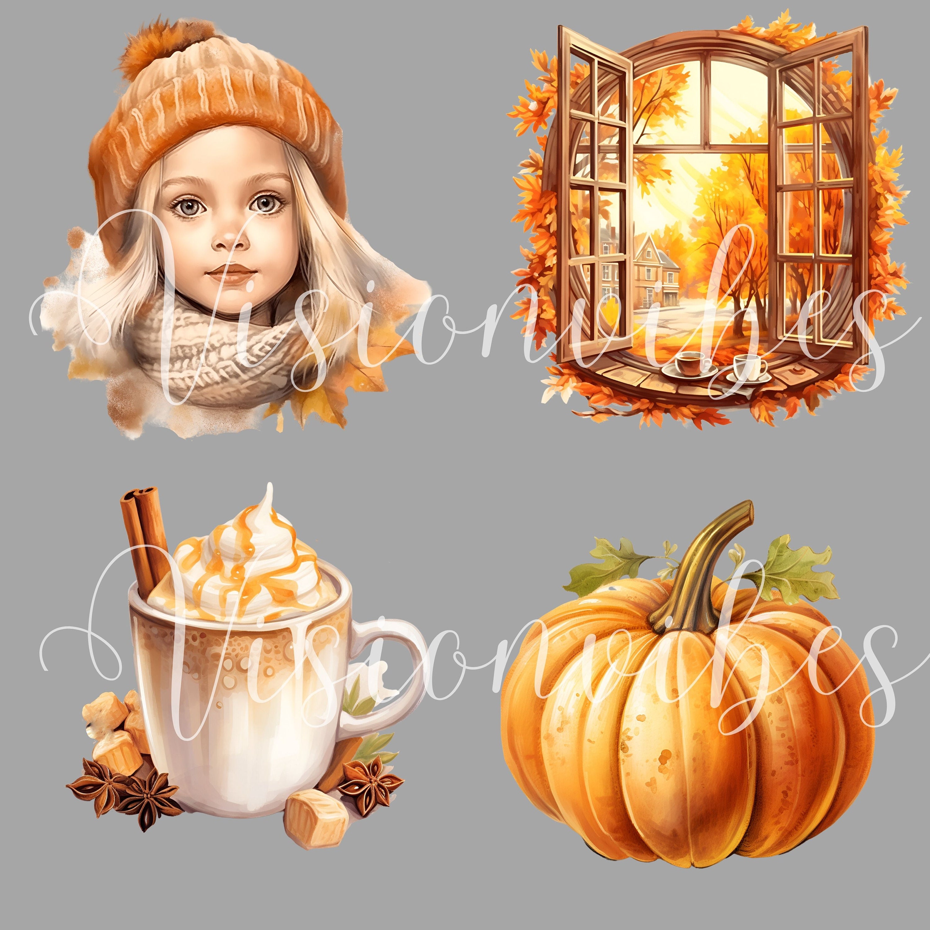 Fall Clipart Bundle Autumn Clipart Cozy Watercolor Png - Etsy