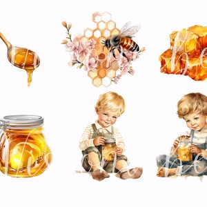 Watercolor Honey Bee Clipart Summer Garden Bee and Honey PNG Graphics ...