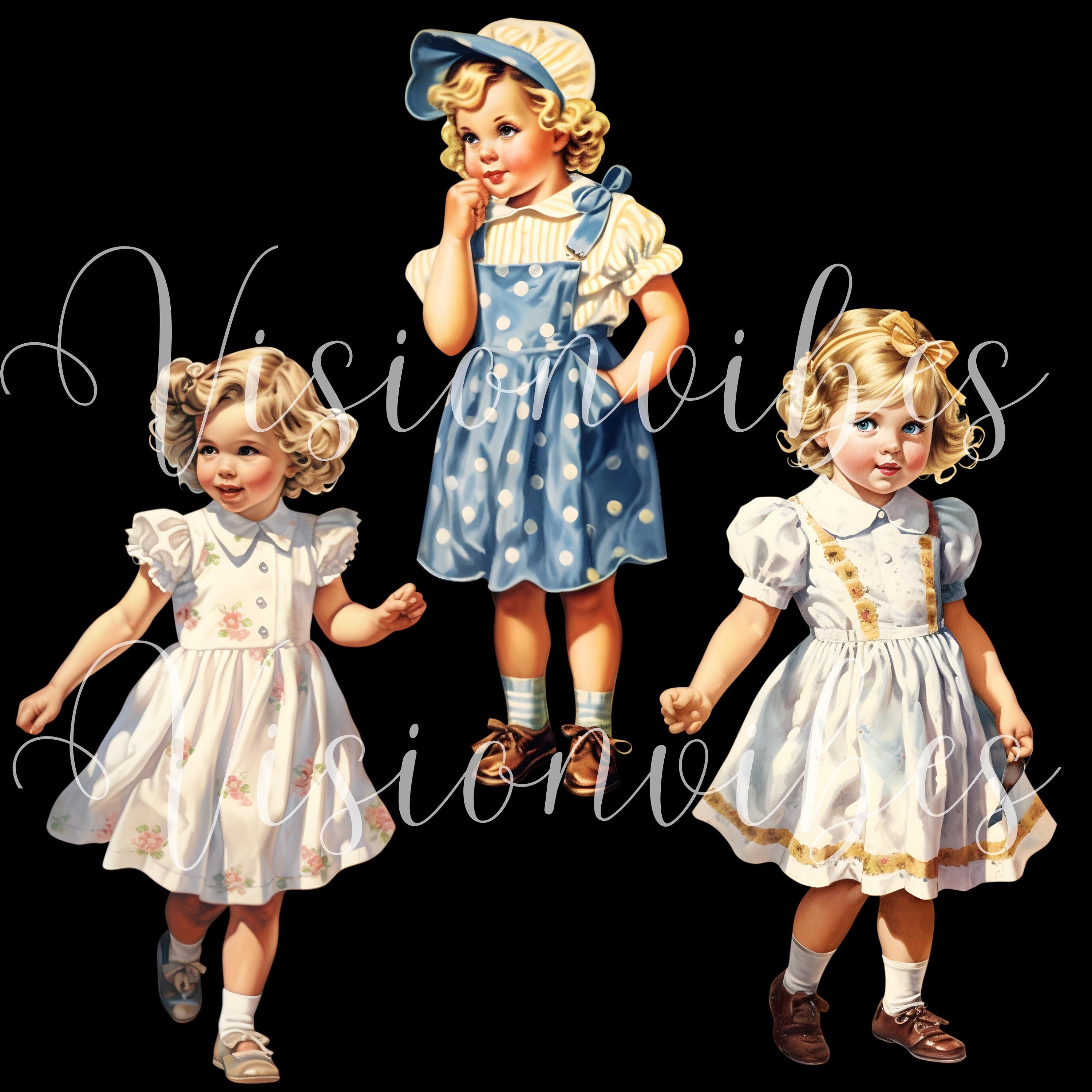 Watercolor Girl Clipart Bundle Vintage Girl Digital Image Junk Journal ...