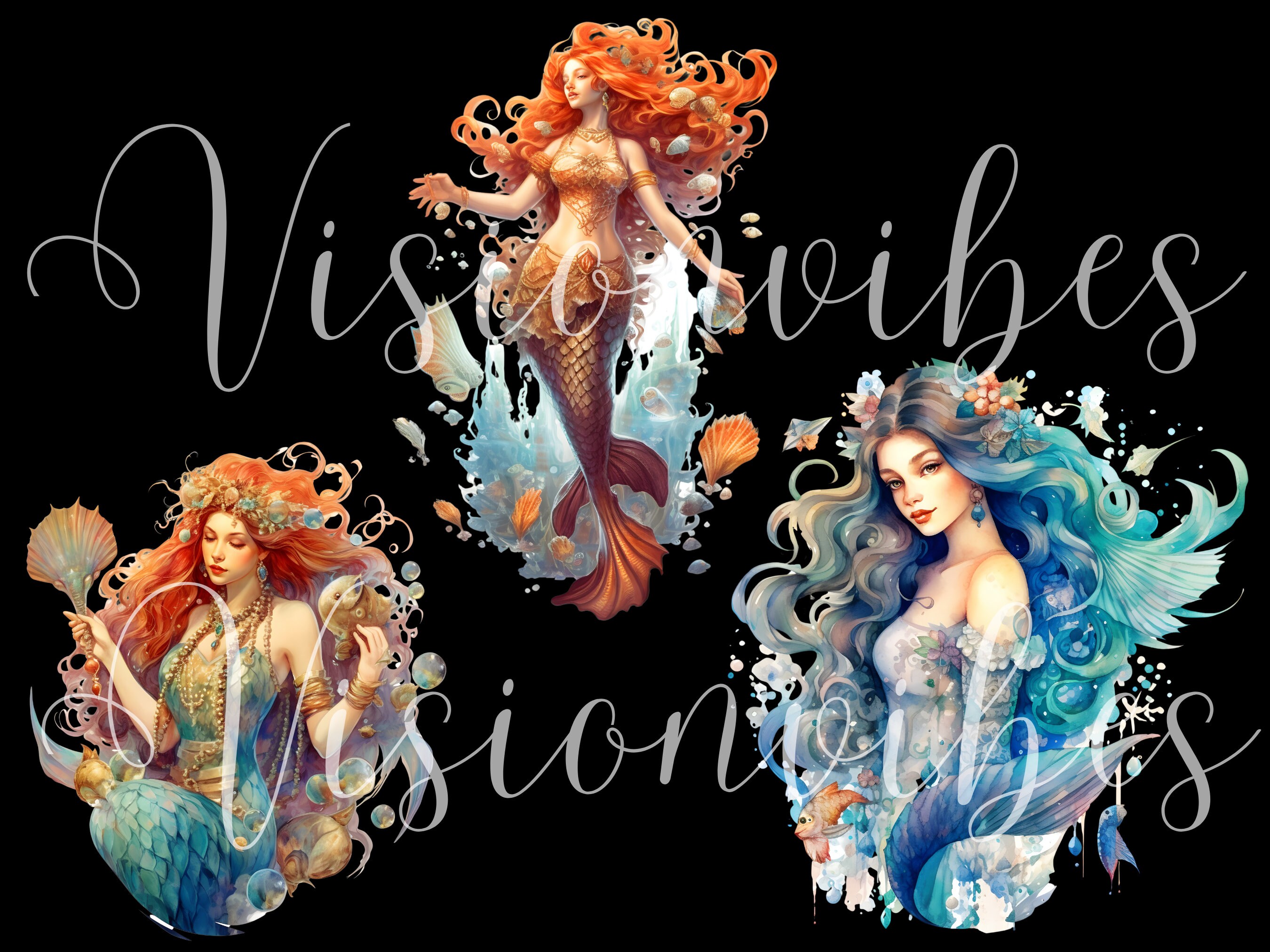 Mermaid Clipart Watercolor Cute Mermaid Clipart Watercolor - Etsy