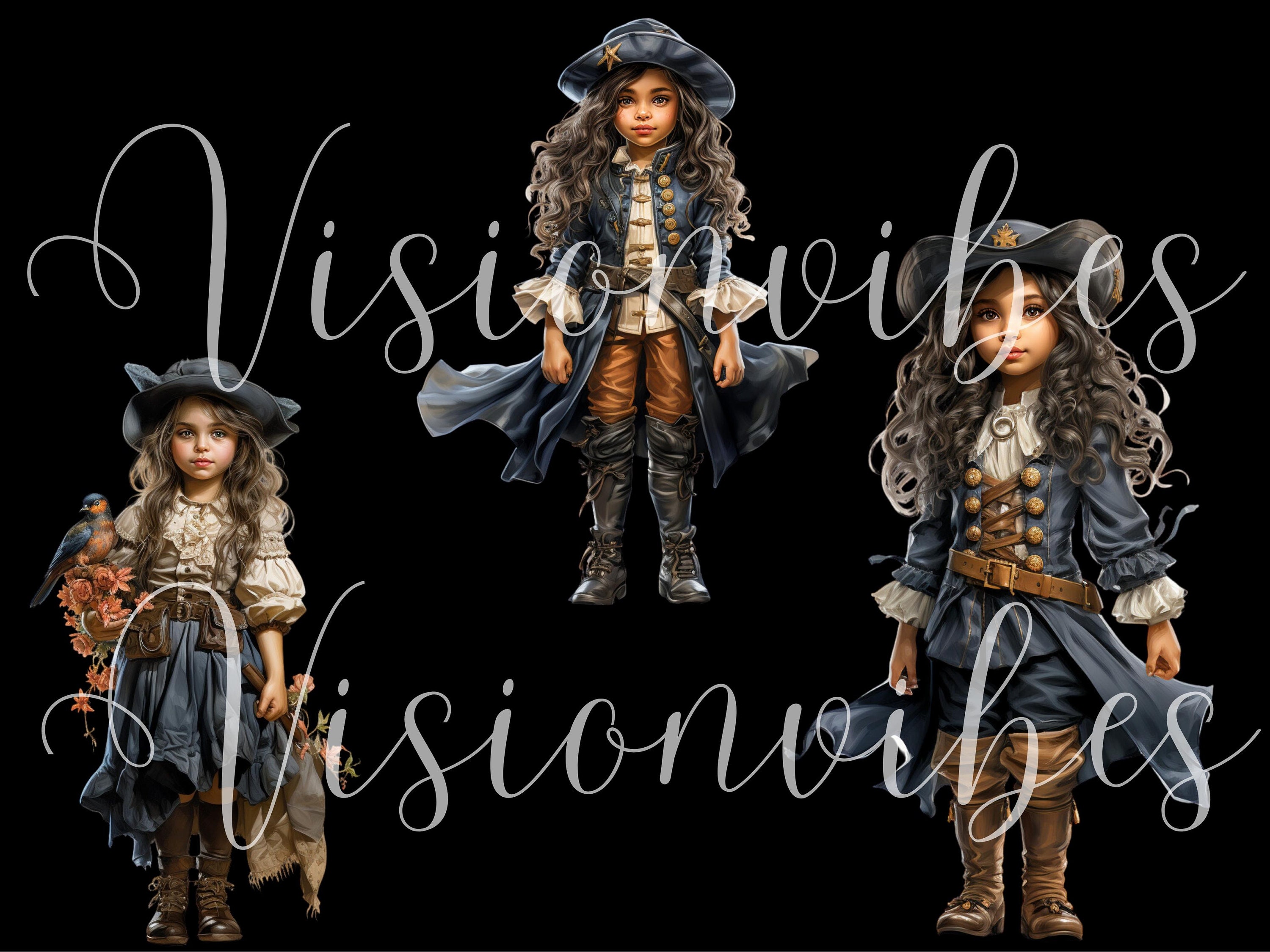 Pirate Girl Clipart, Little Girl Digital Image, Book Clip Art ...