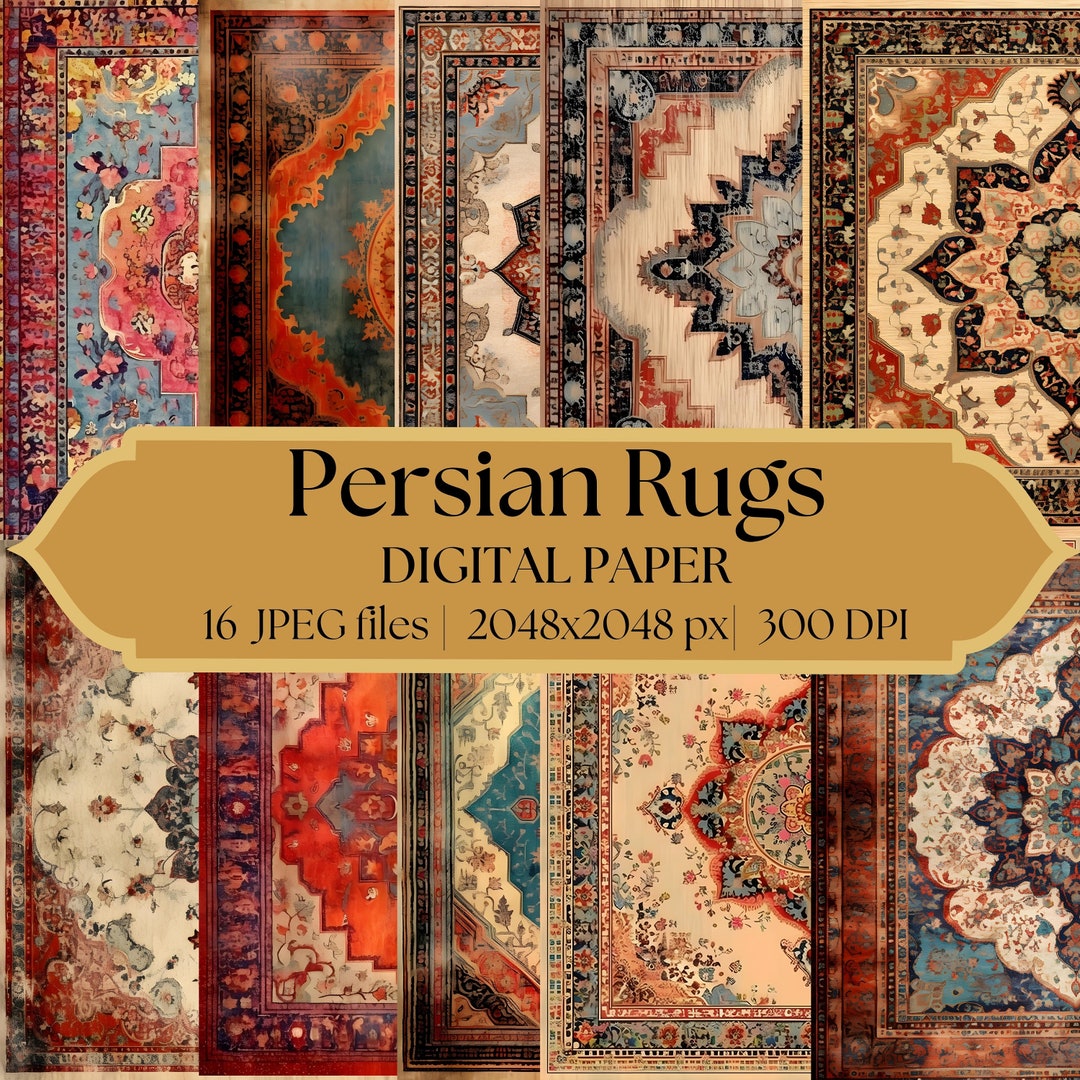 Printable Persian Rug Digital Paper, Carpet Digital Paper, Ornament ...