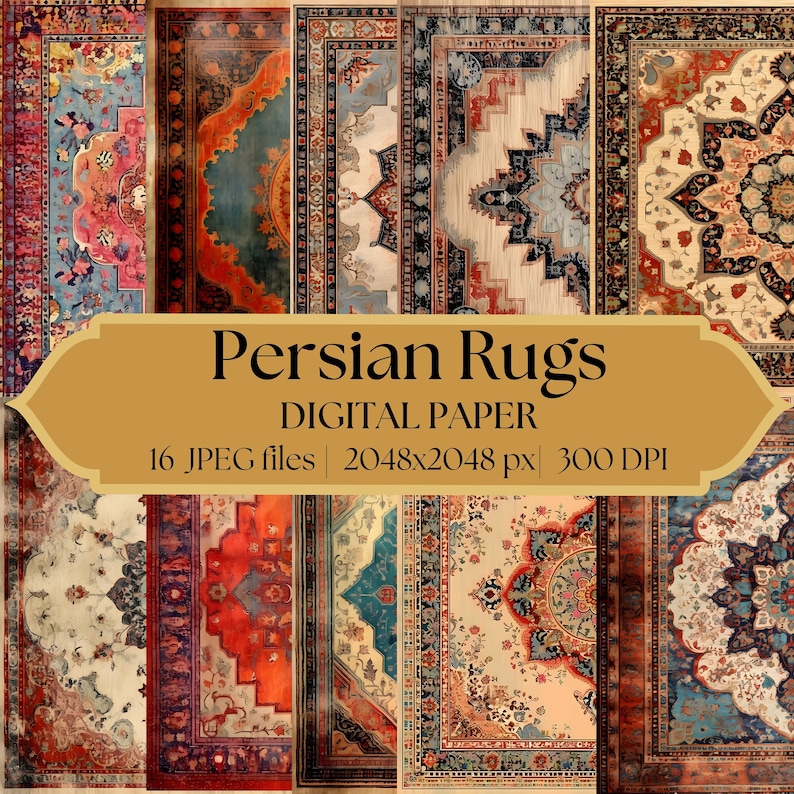 Printable Persian Rug Digital Paper, Carpet Digital Paper, Ornament ...