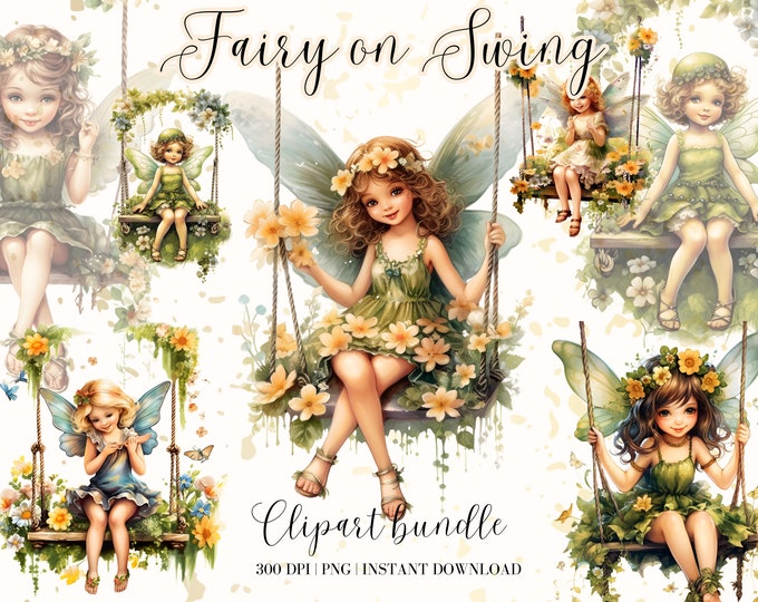 Fantasy Fairy Clipart Watercolor Clipart Bundle Garden Fairy Magic ...