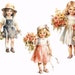Retro Girl Clipart Bundle Watercolor Retro Girl Flowers Clipart Summer ...