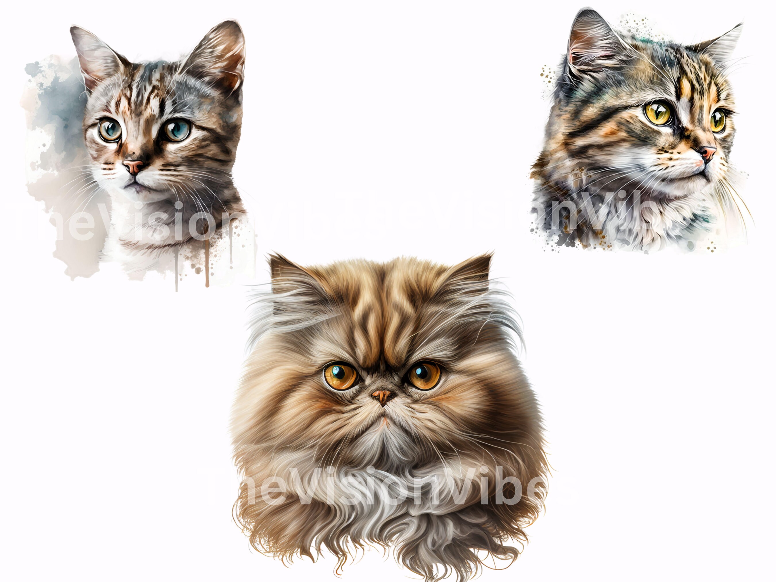 Cats Clipart Bundle Watercolor Cat Clipart Cat Lover Png - Etsy