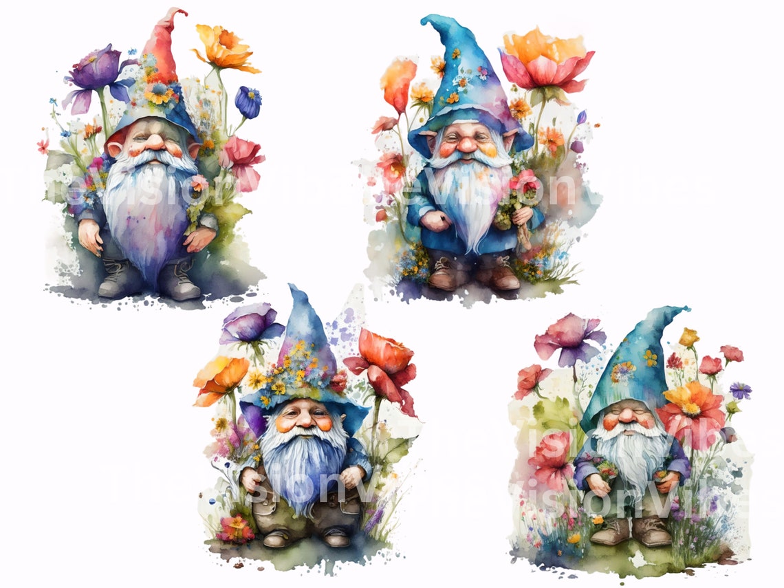 Gnome Clipart Bundle Watercolor Gnomes Clipart Gnomes Png - Etsy