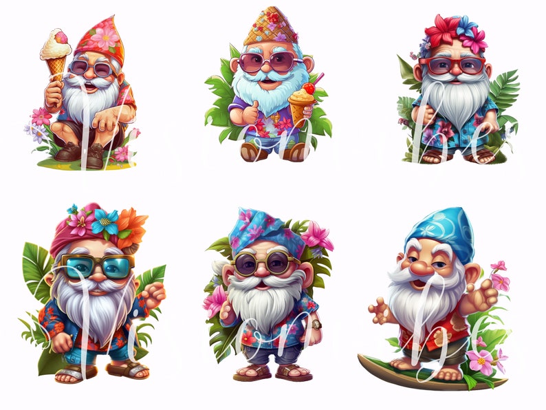 Garden Gnome Clipart Bundle Watercolor Summer Clipart Fun - Etsy