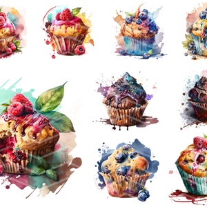 Muffin Clipart Watercolor Muffin Clipart Bundle Muffin PNG Bundle ...