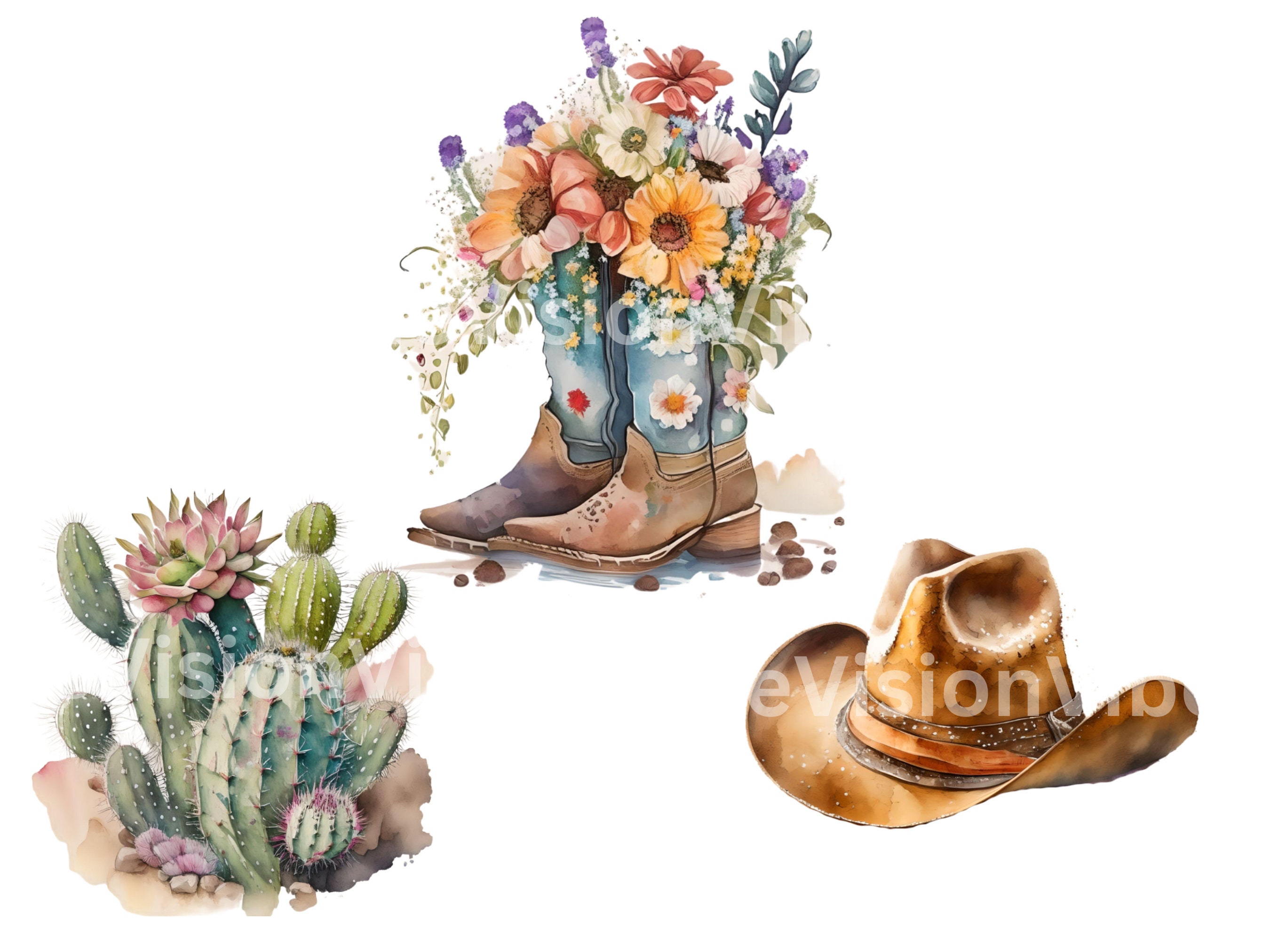 Western Clipart Bundle Western Clipart Floral Clipart Ai Art Digital ...