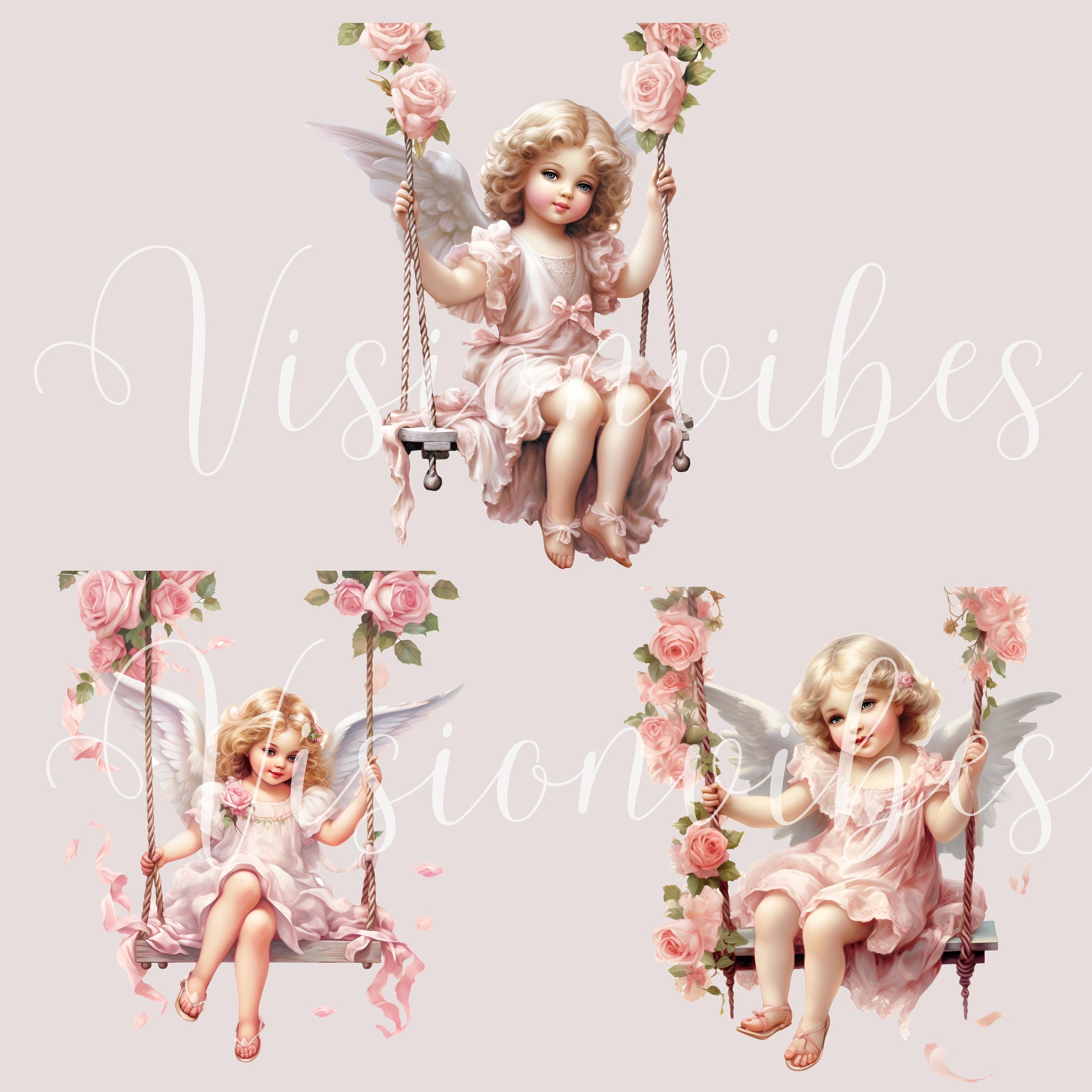 Watercolor Angel on Swing Clipart Girl on Swing Little Girl Clipart for ...