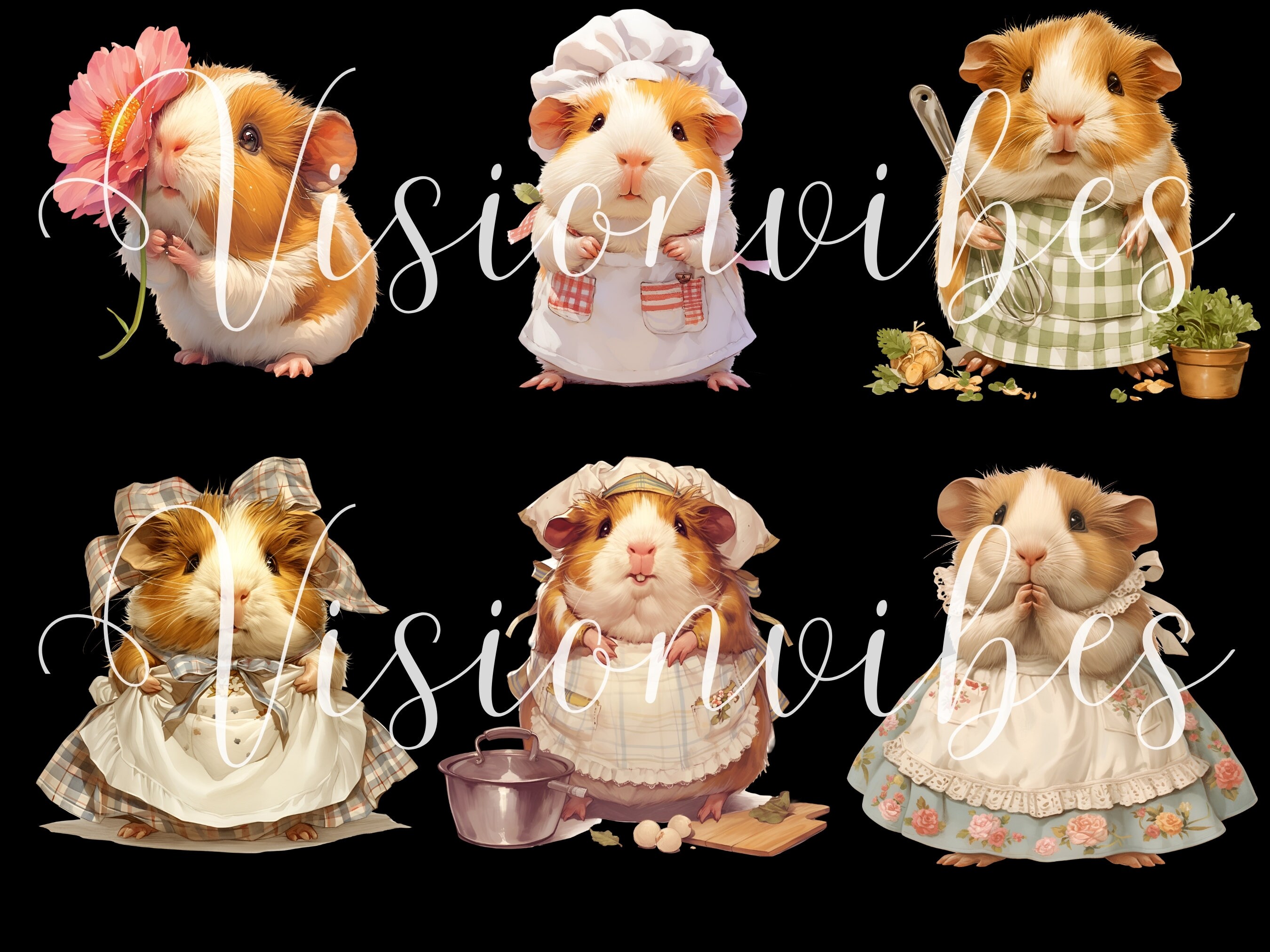 Guinea Pig Illustration of Cute Guinea Pig Clipart Bundle of High ...