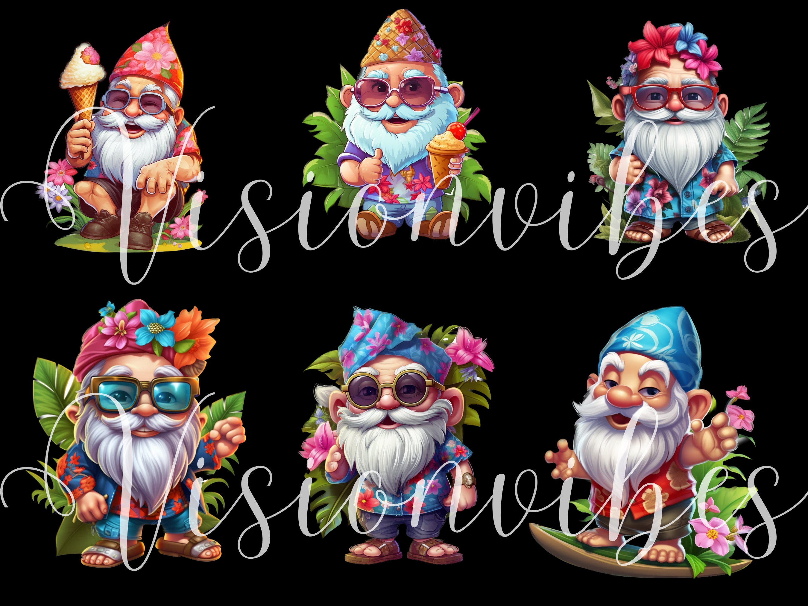 Garden Gnome Clipart Bundle Watercolor Summer Clipart Fun Clipart Png ...