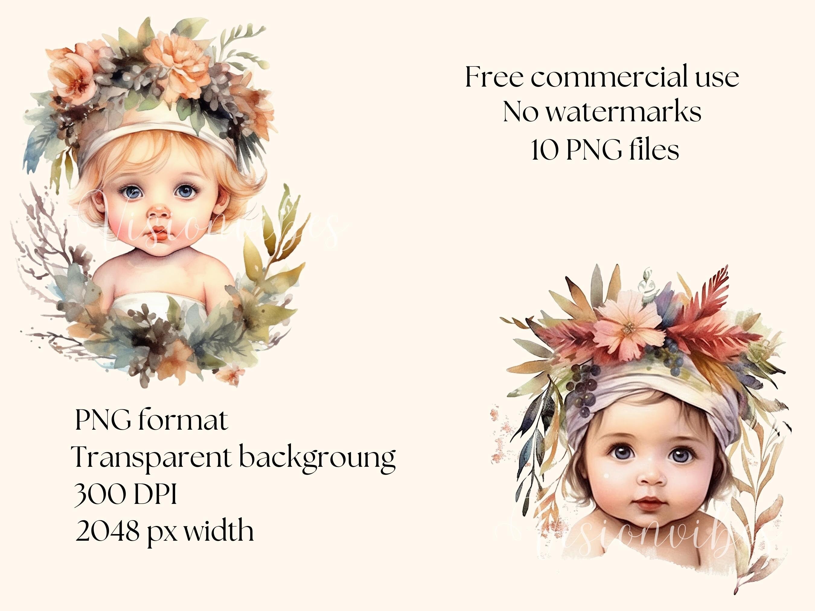 Watercolor Boho Baby Clipart Bundle Cute Baby Boho Boy Boho Girl ...