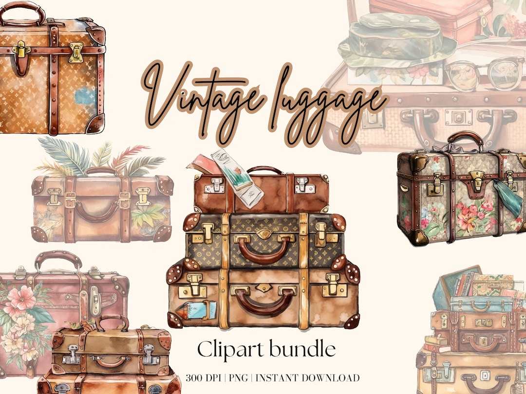 Vintage Luggage Clipart Bundle Luggage Clip Art Travel Clipart Luggage ...