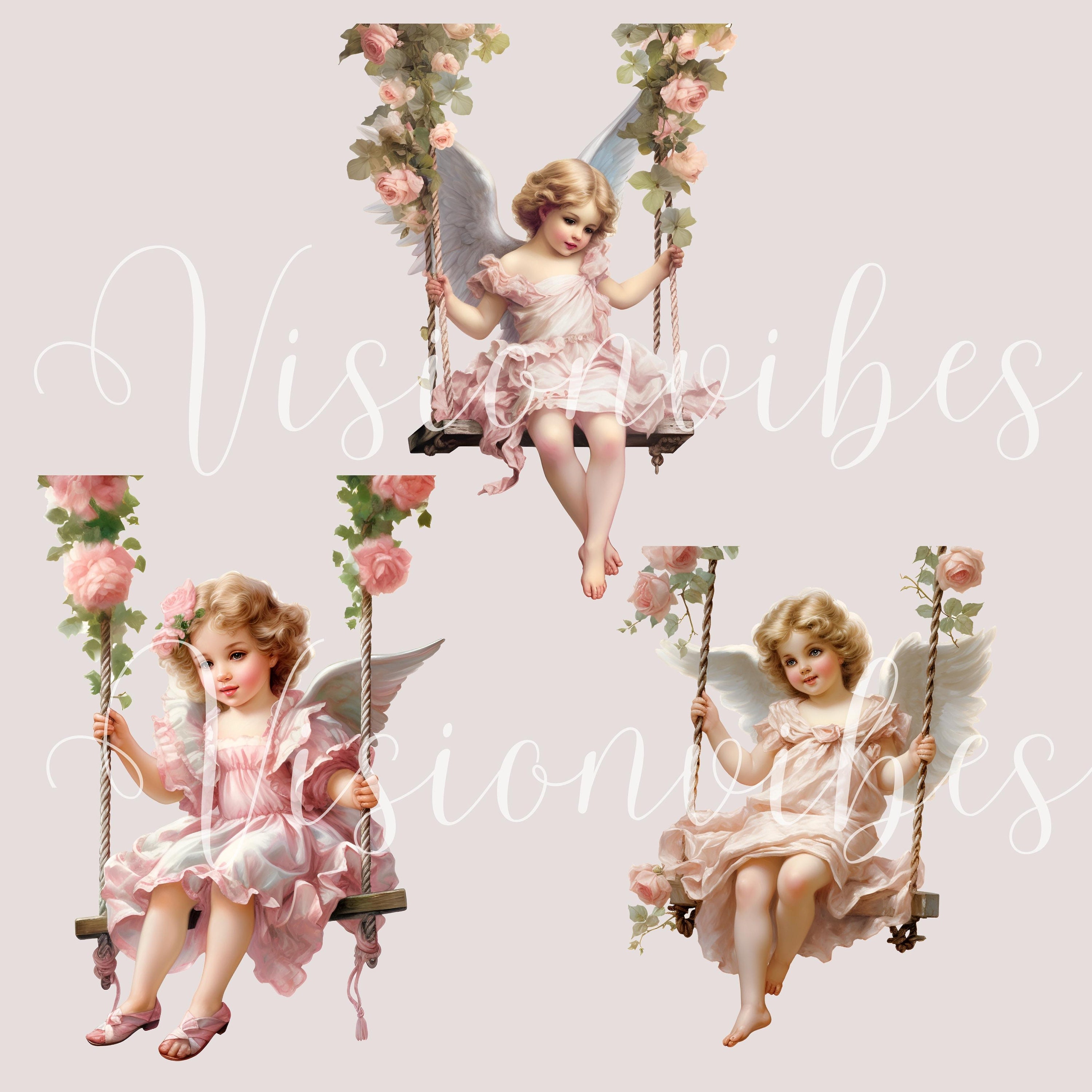 Watercolor Angel on Swing Clipart Girl on Swing Little Girl Clipart for ...