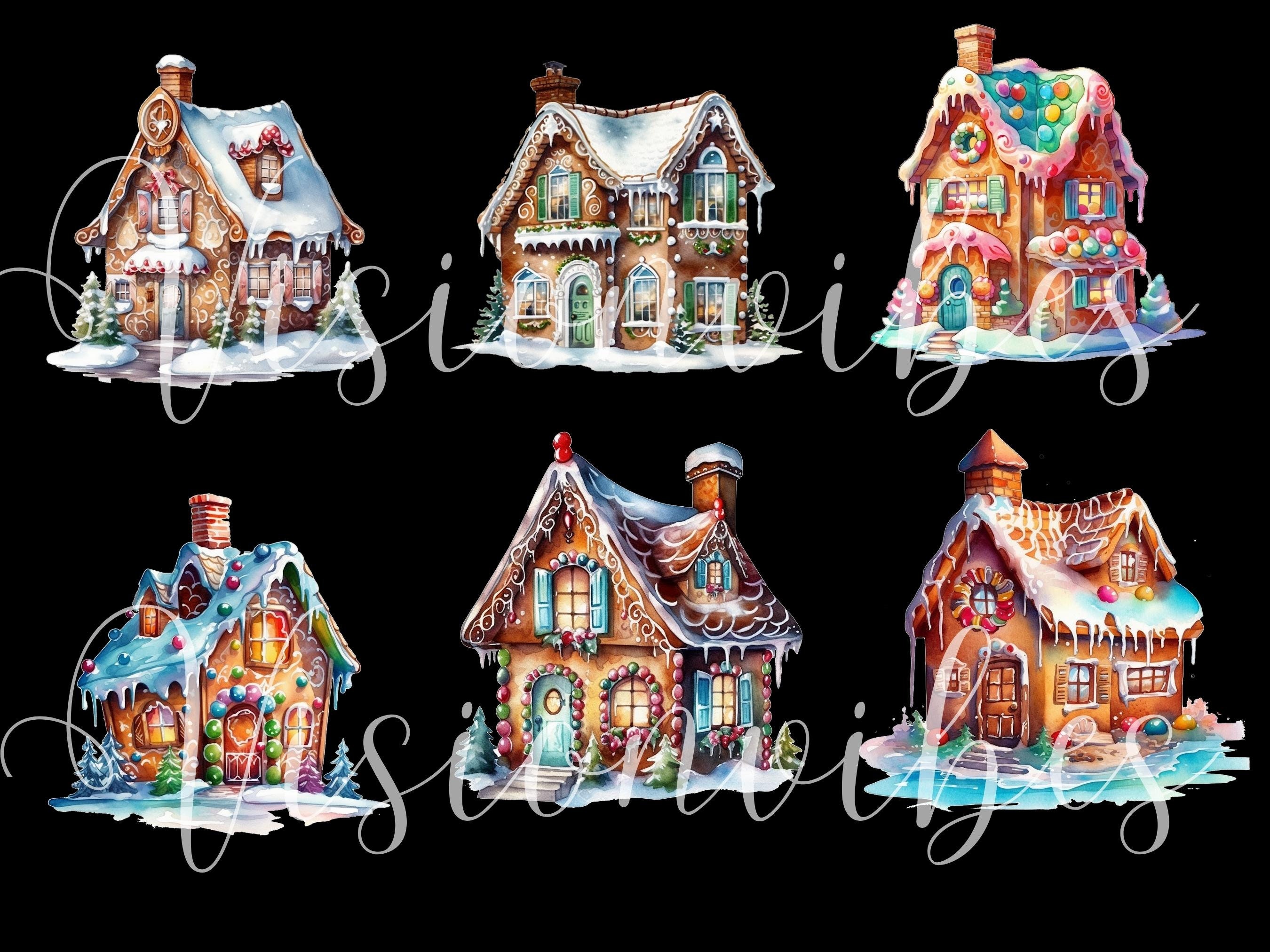 Watercolor Gingerbread House Clipart Bundle Christmas Commercial Free ...