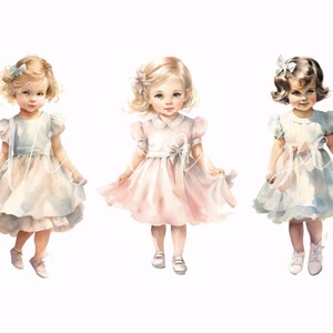 Vintage Girl Clipart Bundle Watercolor Vintage Girl Png Cute Girl ...