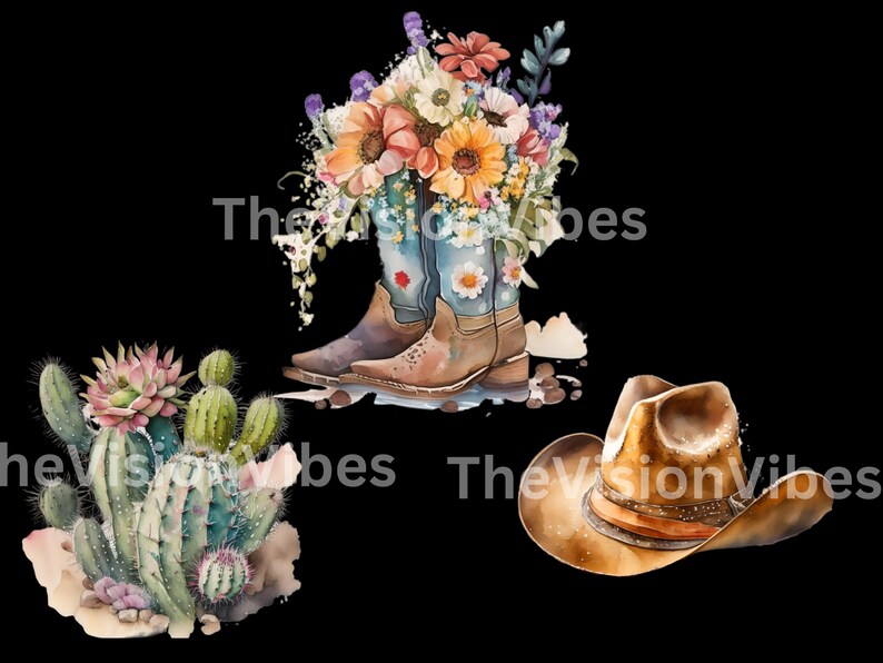 Western Clipart Bundle Western Clipart Floral Clipart Ai Art Digital ...