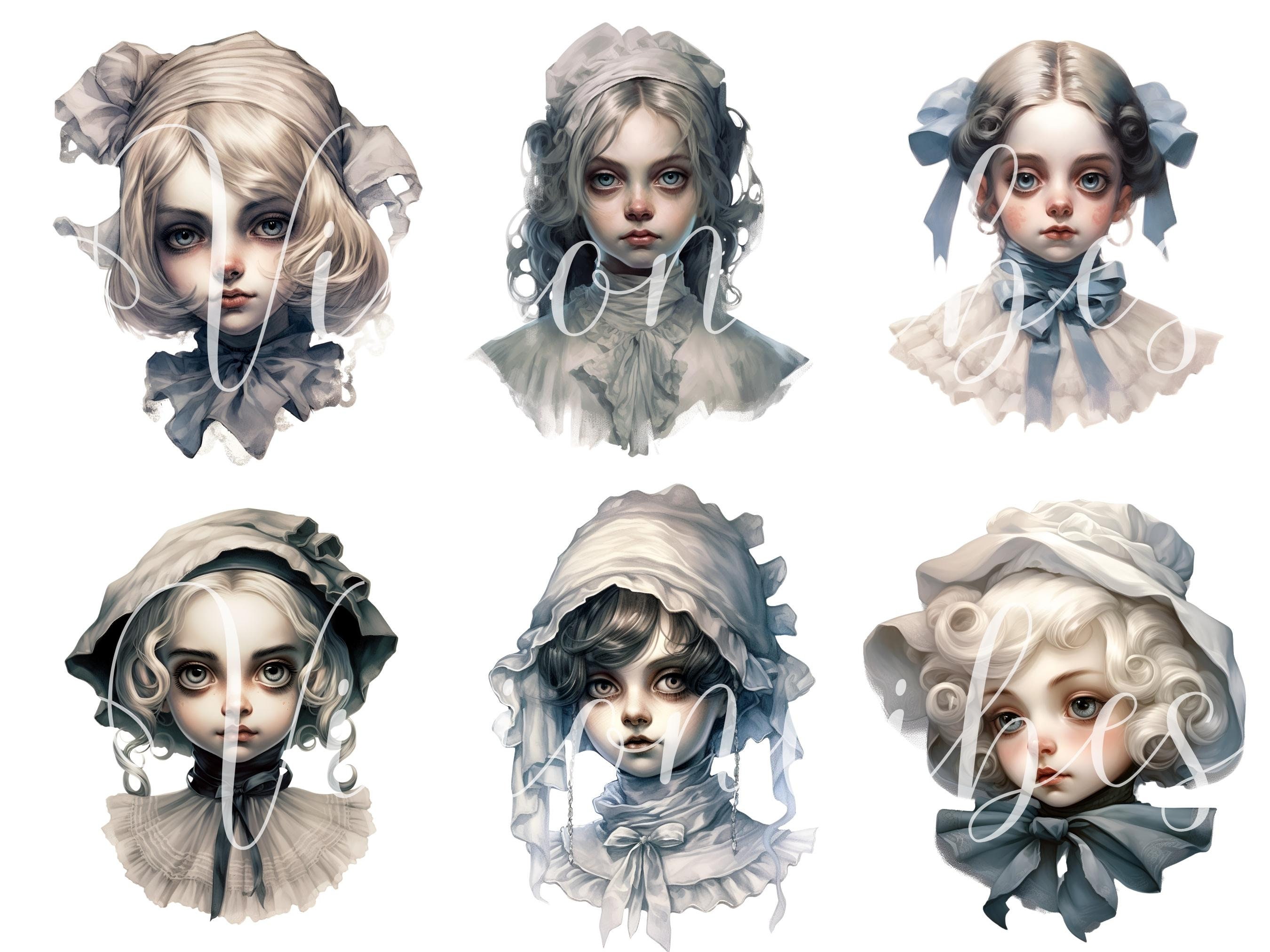 Ghost Girl Clipart Bundle Watercolor Victorian Ghost Portrait Png ...