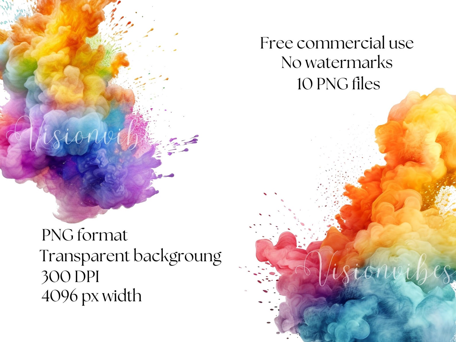 Rainbow Splash Clipart Bundle Watercolor Rainbow Clip Art Summer ...