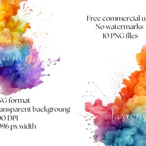 Rainbow Splash Clipart Bundle Watercolor Rainbow Clip Art Summer ...