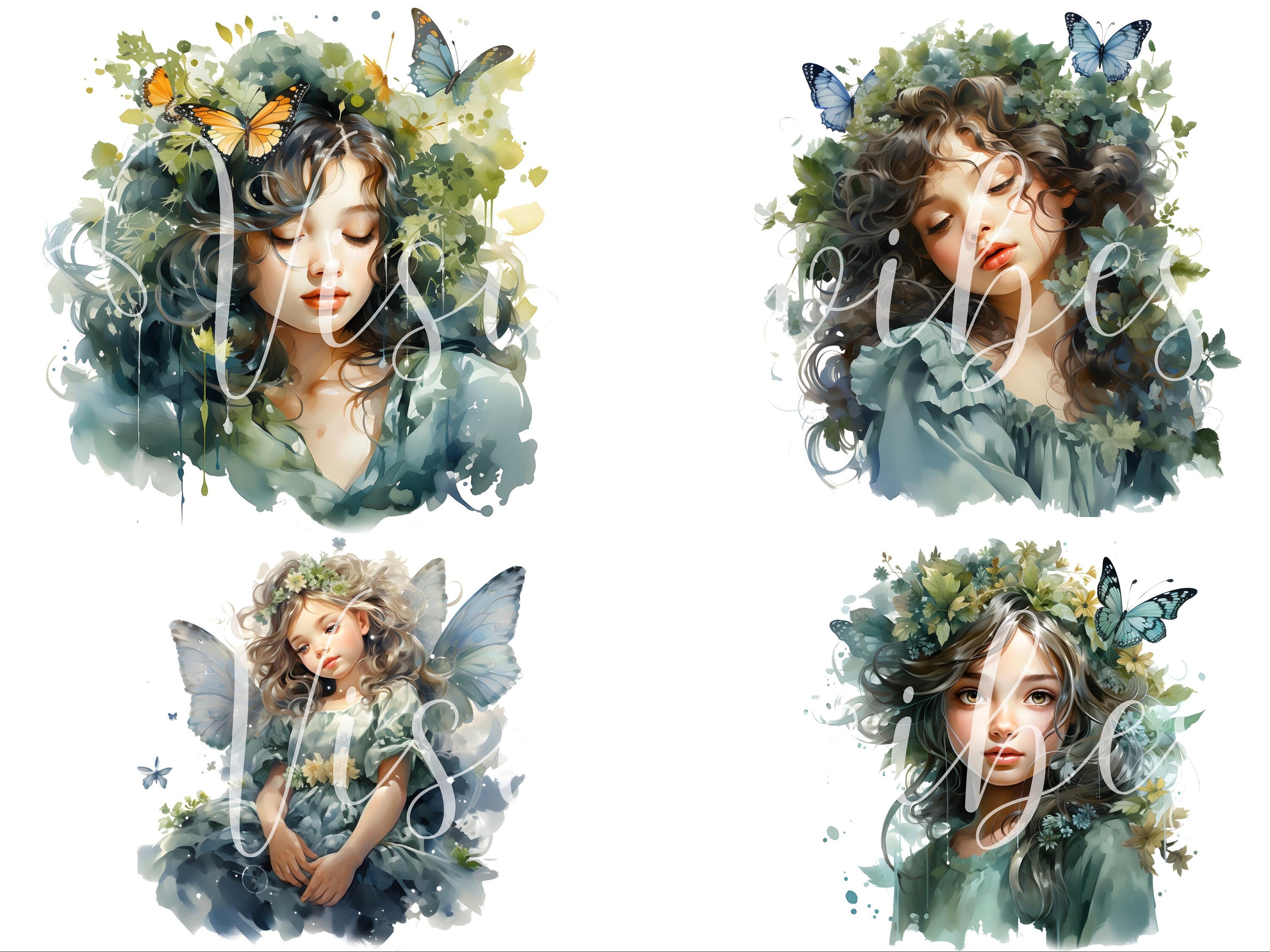 Flower Fairy Clipart Watercolor Clipart Bundle Floral Dreamy - Etsy