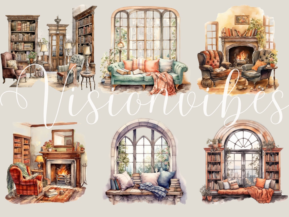 Vintage Library Clipart Book Clipart Watercolor Book Png Vintage Books ...