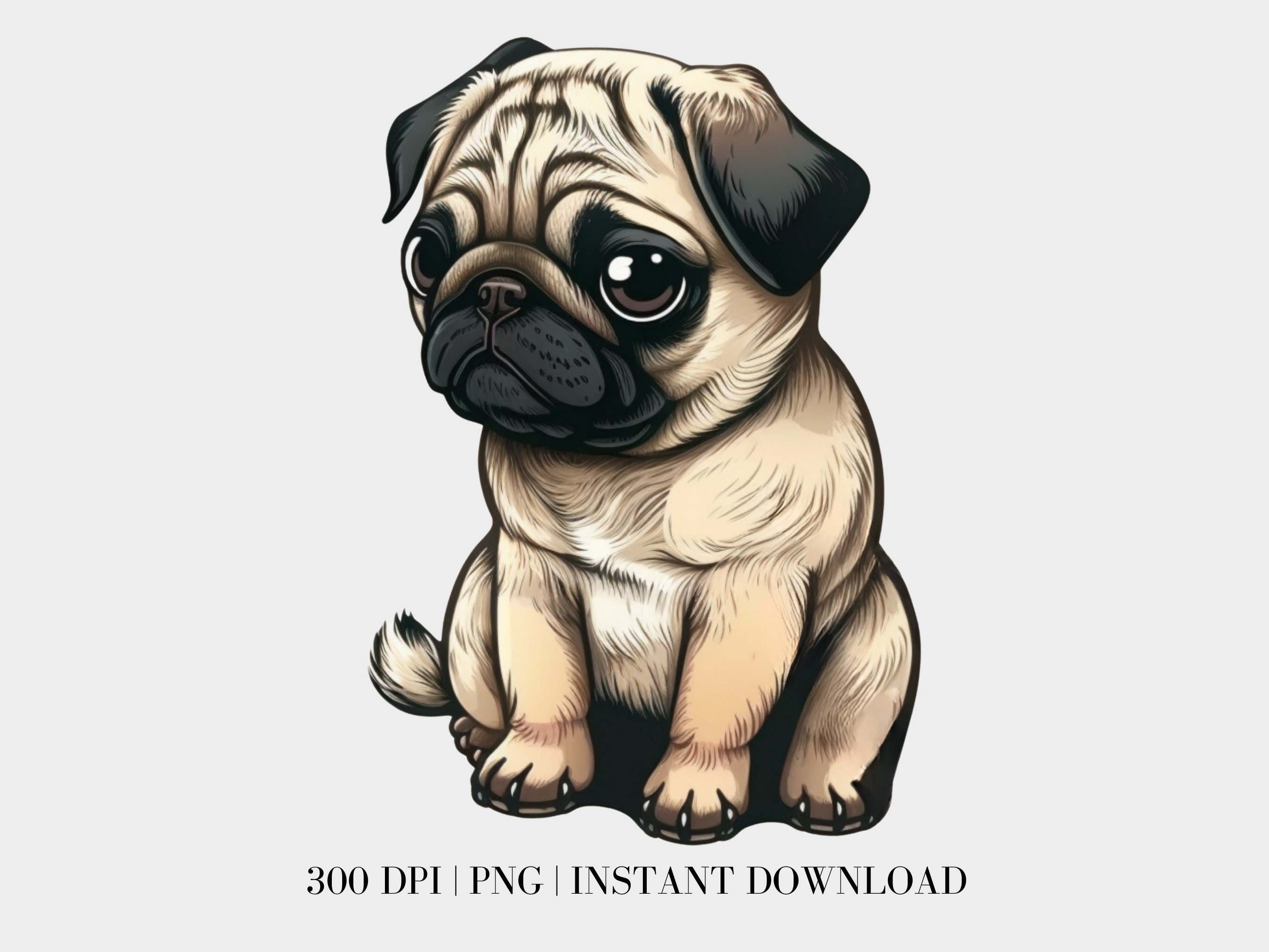 Pug Design Png Pug Printable Stickers Png Dog Png Sticker Digital ...