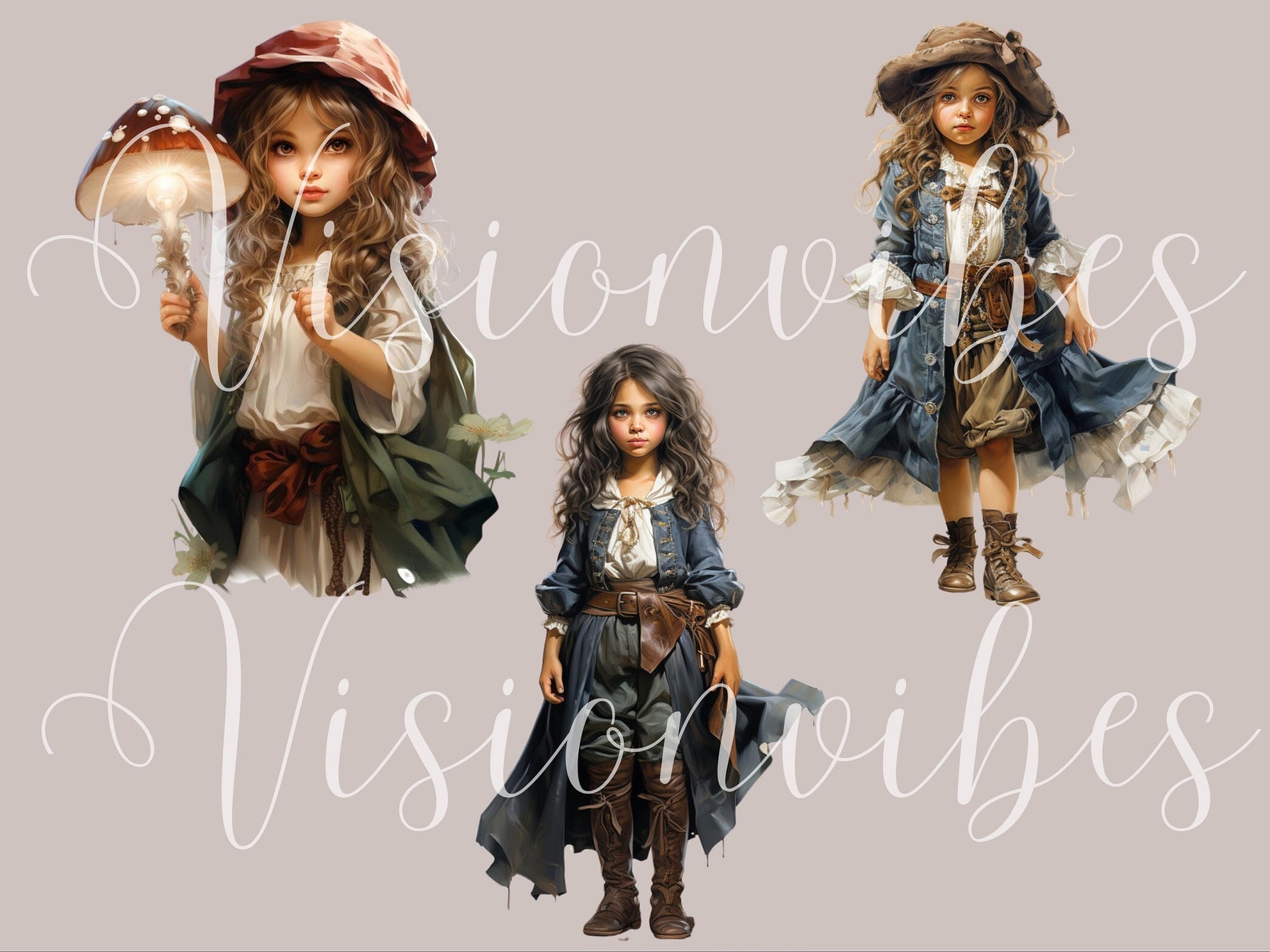 Pirate Girl Clipart, Little Girl Digital Image, Book Clip Art ...