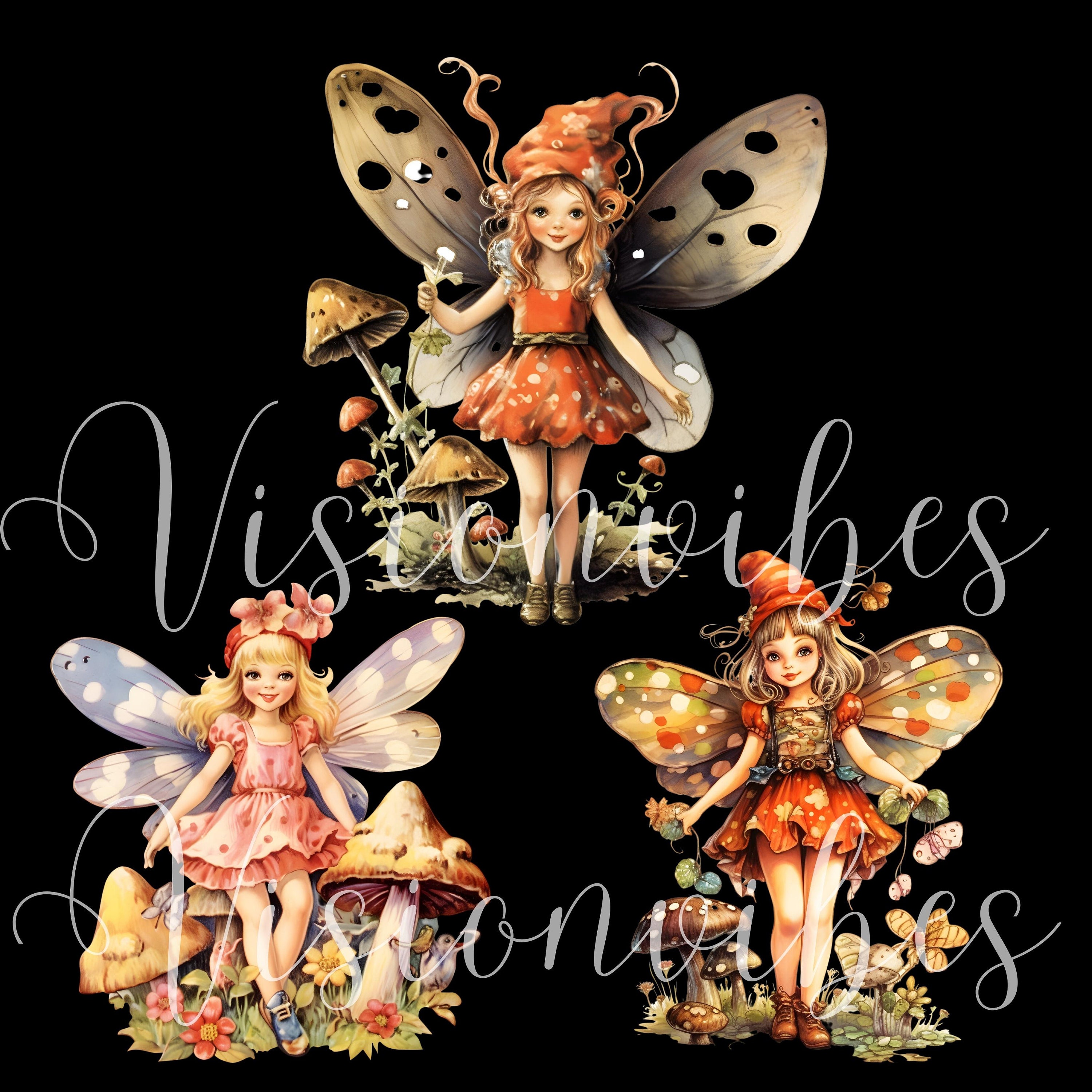 Mushroom Fairy Clipart Watercolor Clipart Bundle Garden Fairy Magic ...