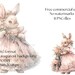Baby Bunny in Dress Watercolor Vintage Clipart Bundle Cute Rabbit ...