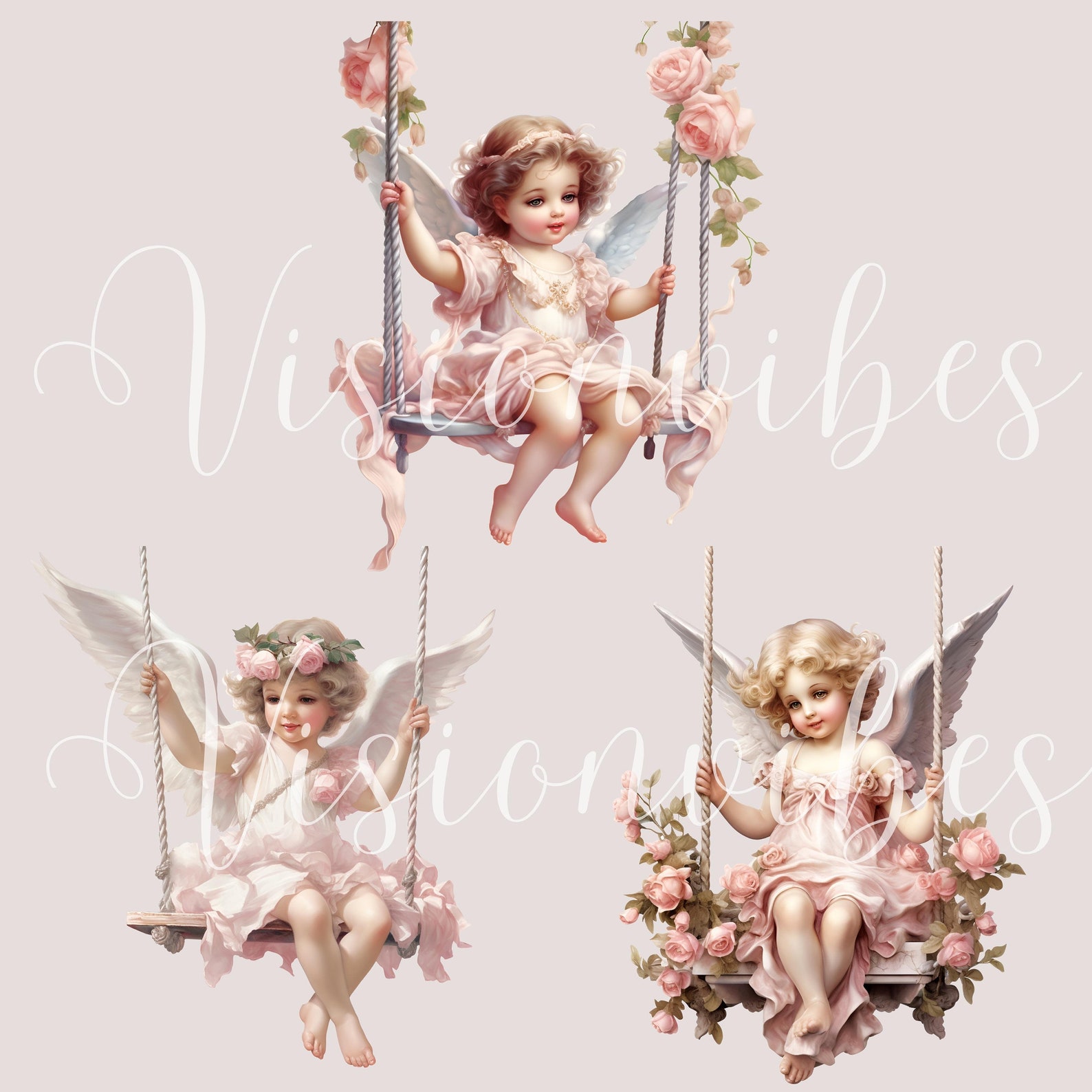 Watercolor Angel on Swing Clipart Girl on Swing Little Girl Clipart for ...