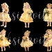 Retro Little Girl in Yellow Dress Watercolor Clipart Bundle Vintage ...