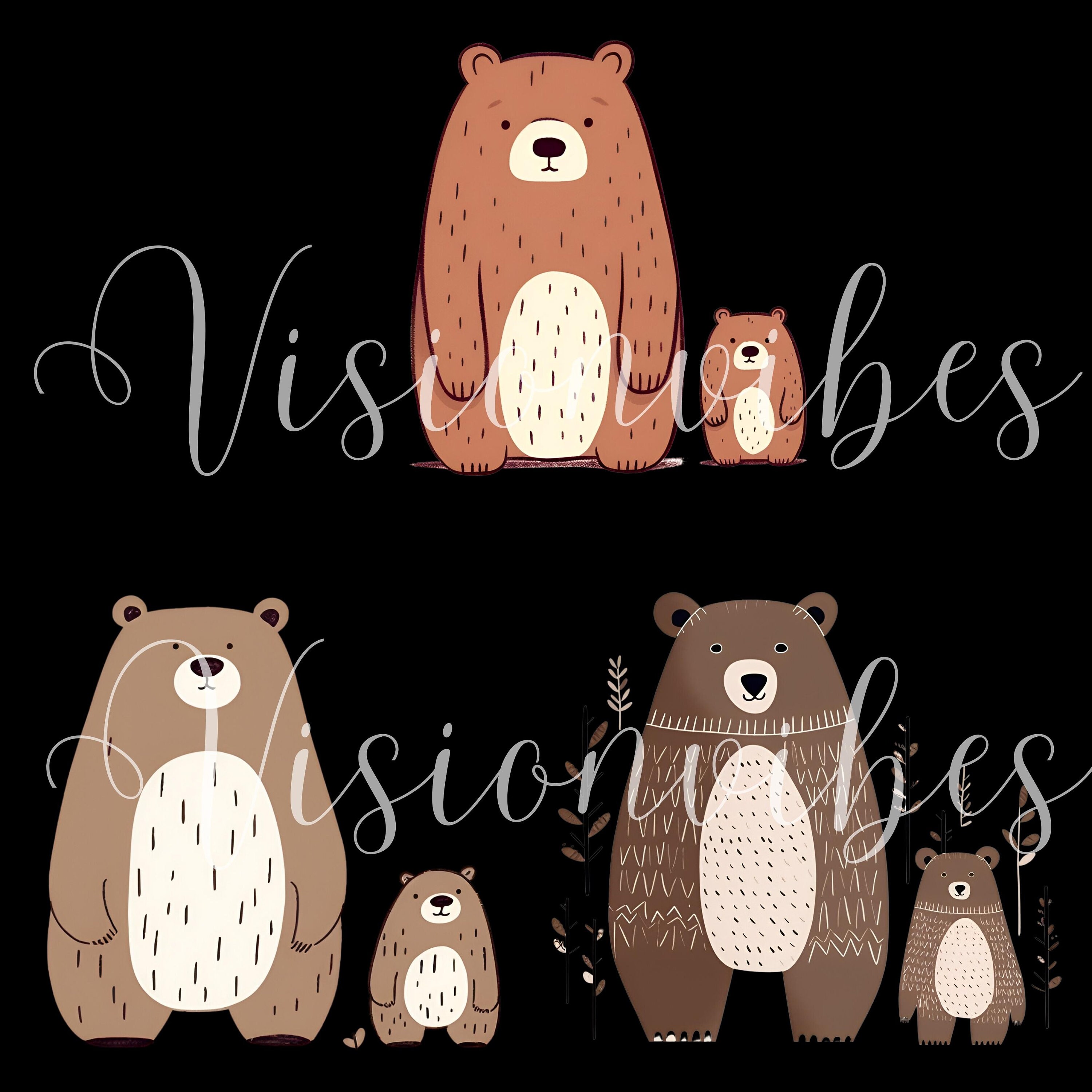 Mama Bear and Baby Bear Clipart Mom and Baby Png Cute Clipart for ...